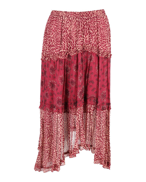 Baandsh Gapi Tiered Midi Skirt In Red Linen Shop Premium Outlets