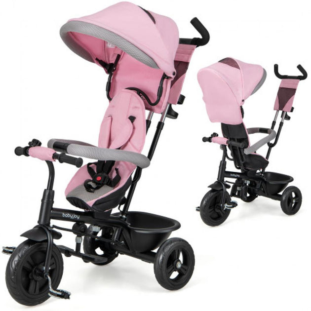 Hivvago 4-in-1 Baby Trike Kids Tricycle with Removable Canopy and ...