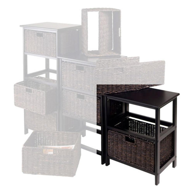 Hivvago Storage Rack with 2 Foldable Corn Husk Baskets Black and ...