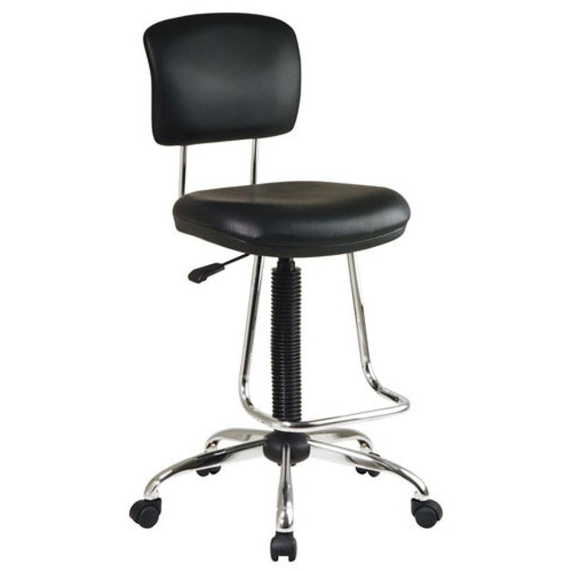 QuikFurn Chrome Finish Drafting Chair with Teardrop Chrome Footrest ...