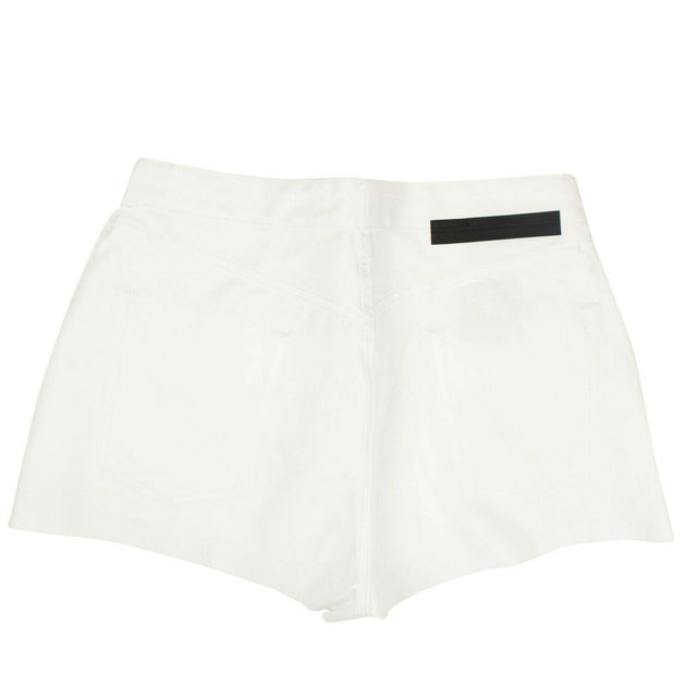 Unravel Project Lace Up Distressed Denim Shorts - White | Shop Premium ...